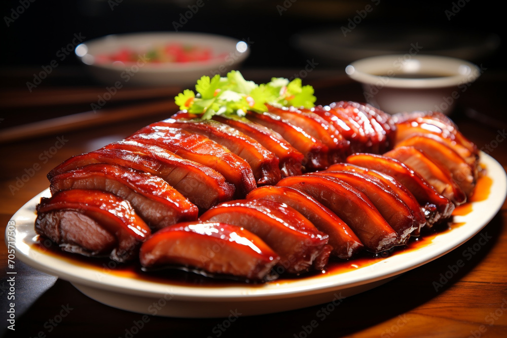 Roasted Pork in Cantonese style with honey and soy sauce also named ...