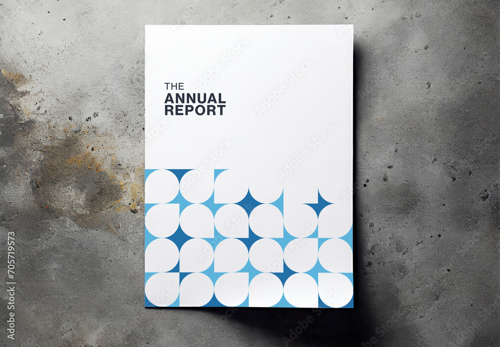 Report Cover Template with Blue Retro Mosaic Tile Design Stock Template ...