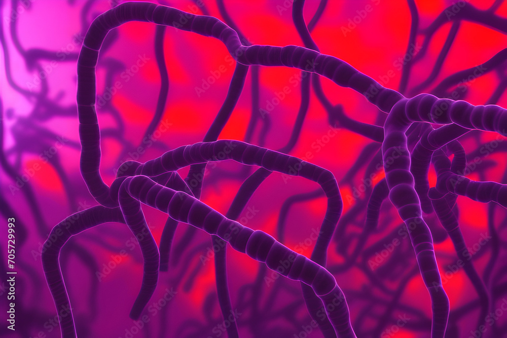 Deadly infectious microbe disease bacteria worms flowing in blood veins ...