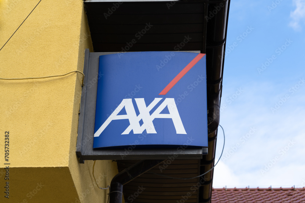 Axa insurance company logo sign. French Insurance company, AXA ...