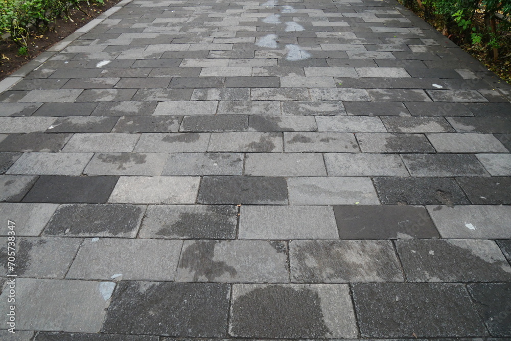 Brick paving floor, paving stone or empty paving blocks in perspective ...