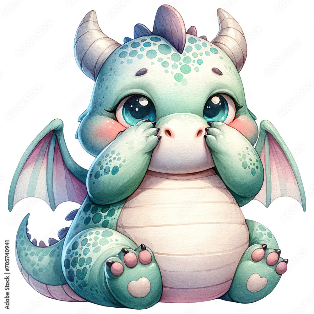 Watercolor Dragon, Baby Dragon , Baby Chubby Dragon, Cute Dragon ...