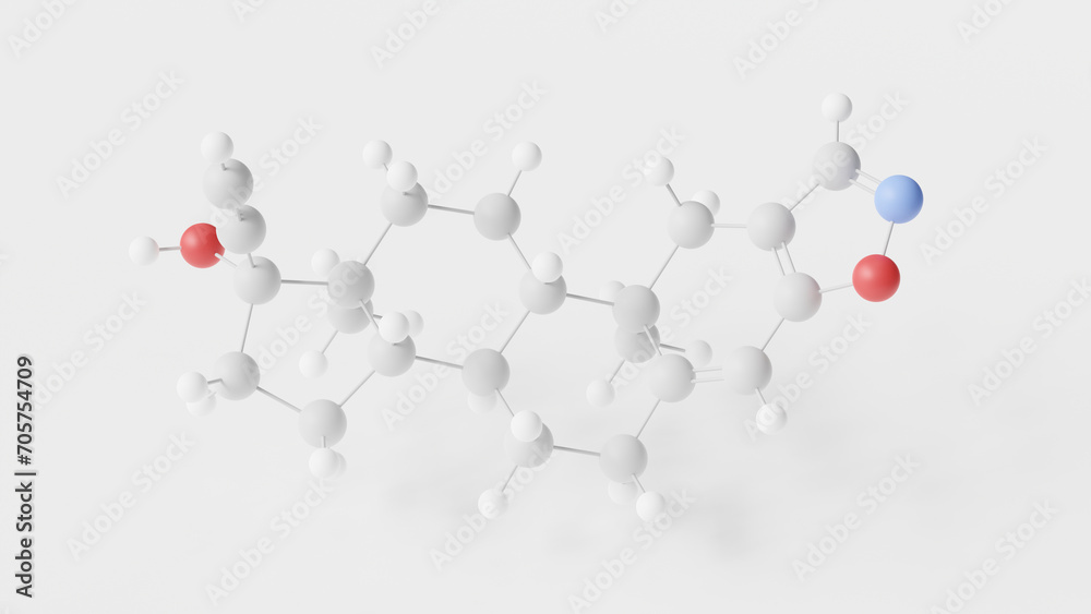 danazol molecule 3d, molecular structure, ball and stick model, structural chemical formula ...
