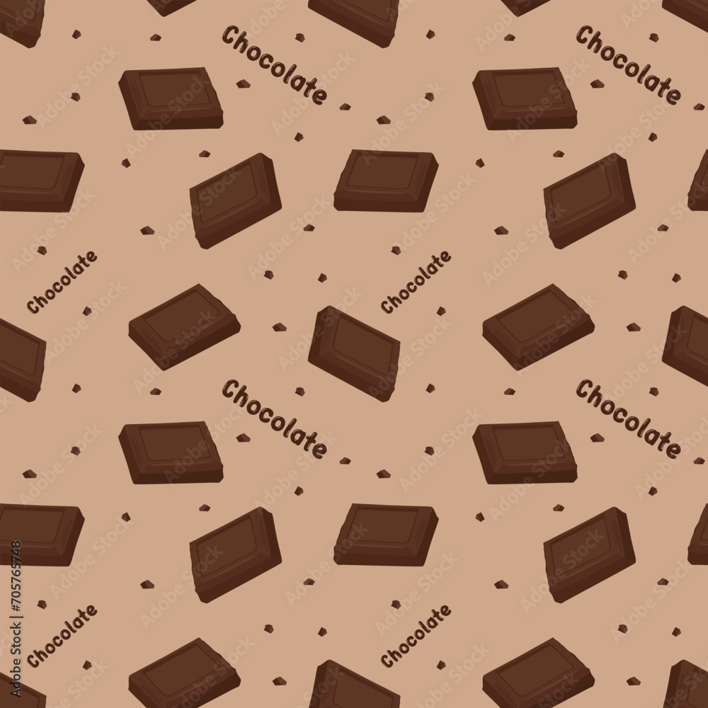 Chocolate bars seamless pattern. Pieces of dark chocolate bar in ...