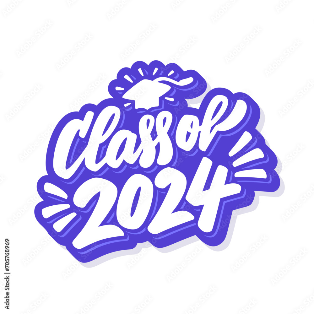 Class of 2024. Vector handwritten lettering. Stock Vector | Adobe Stock