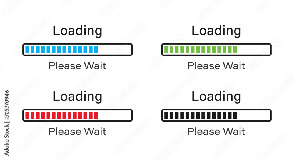 Loading bar point with outline icon set. Loading please wait symbol ...