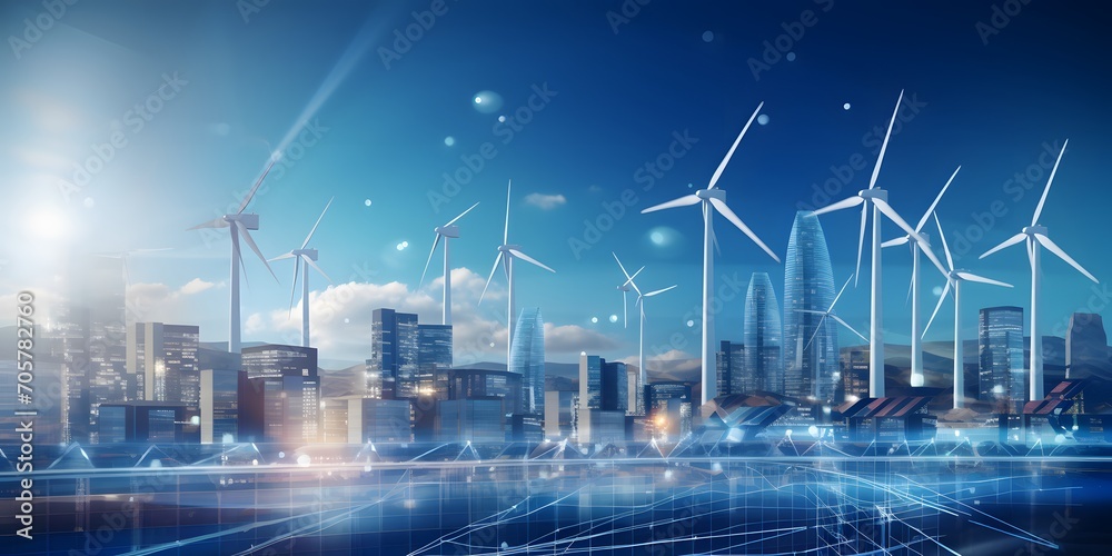 solar cell plant and wind generators in urban area connected to smart ...