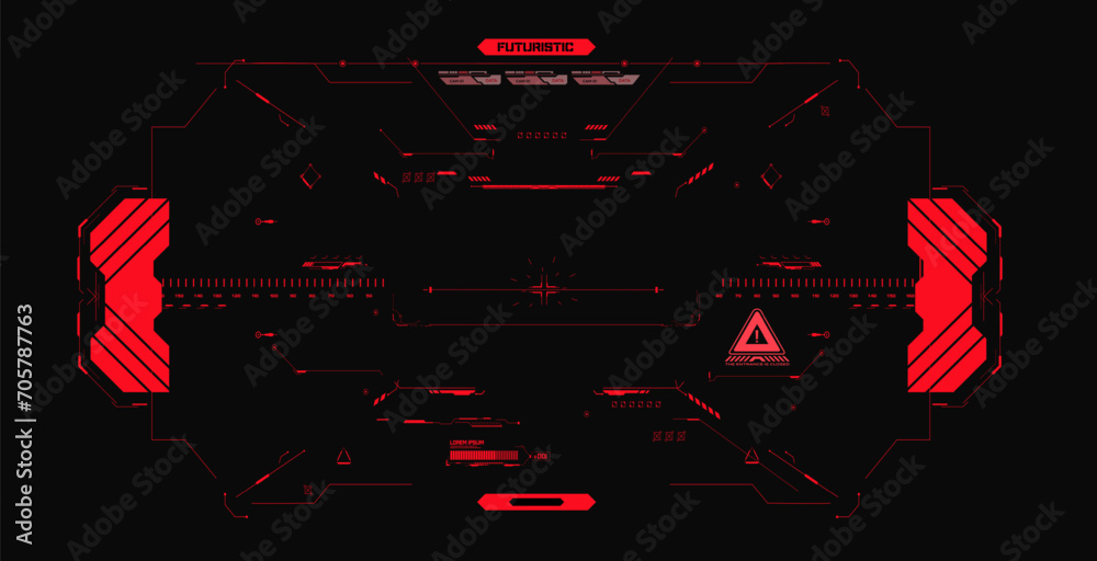Red HUD UI FUI design in futuristic style. Futuristic Red and Black HUD ...