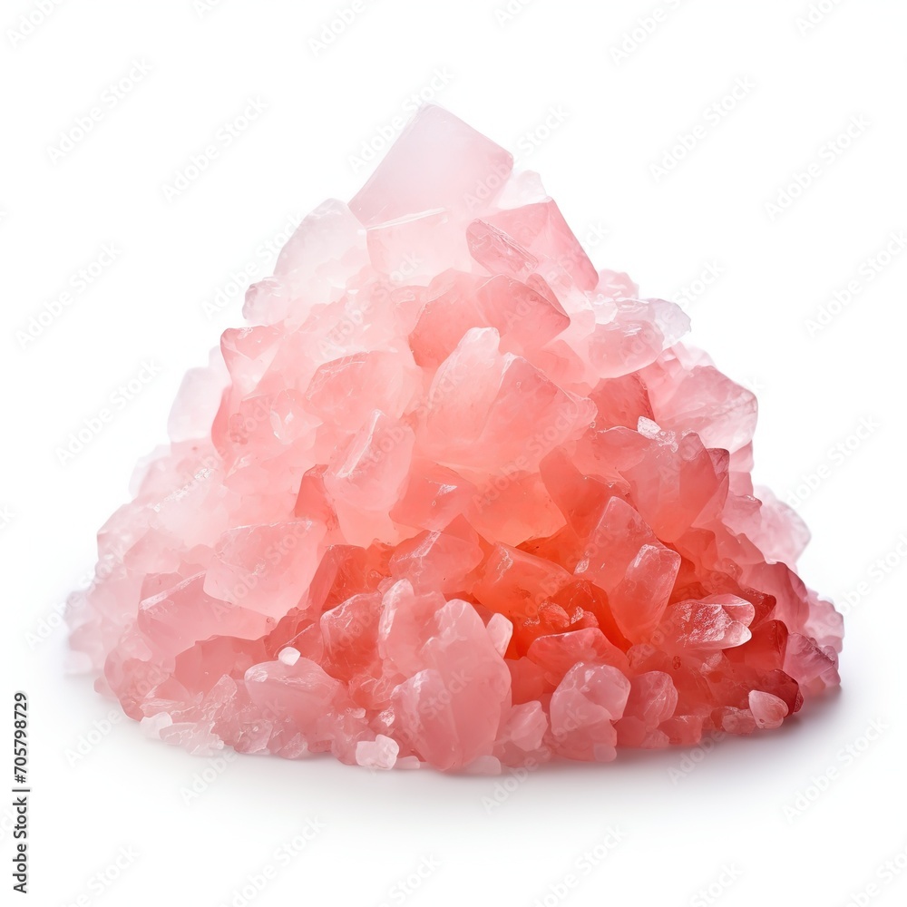pink Himalayan salt crystal on white background, studio shot or light ...