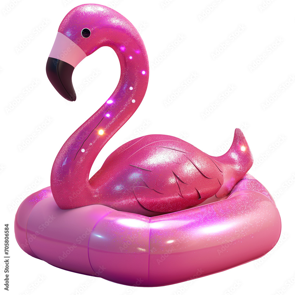 Pink Sparkling Flamingo Float, 3d design. suitable for vacation, summer ...