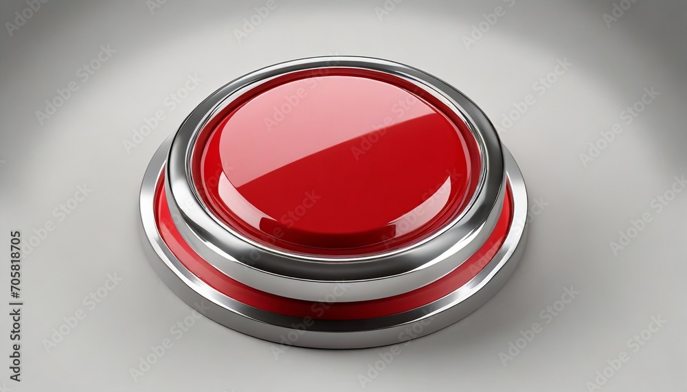 red round push button with metallic border on white background 3d Stock ...
