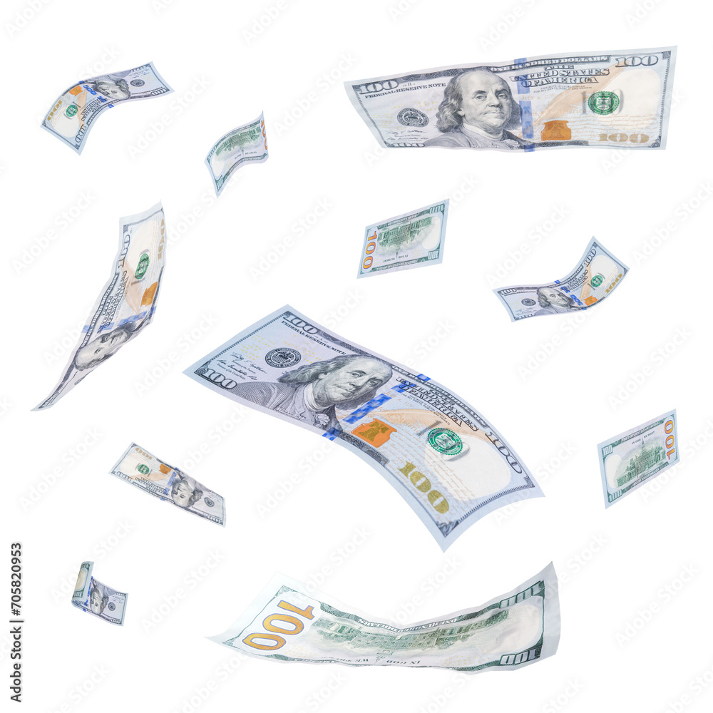 Flying American dollars banknotes on transparent background PNG Stock ...