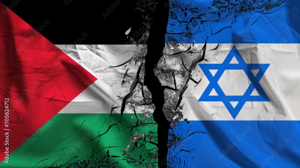 Cracked Flags of Israel and Palestine. Textured flags of Israel and ...