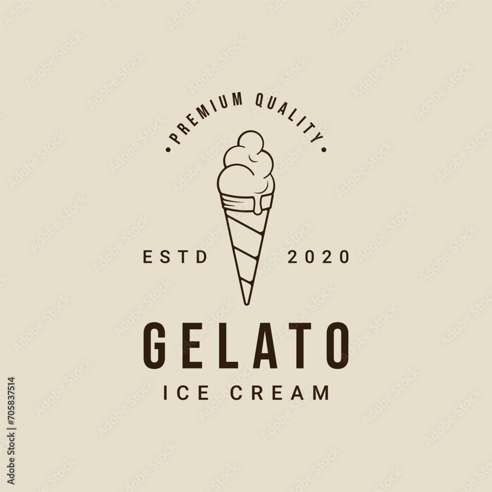 ice cream logo line art simple minimalist vector illustration template ...