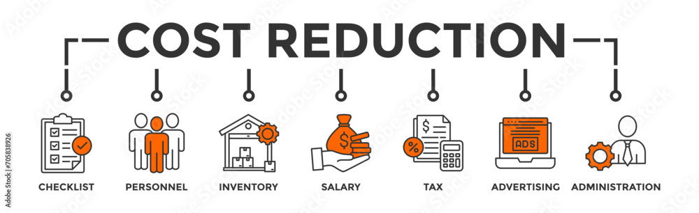 Cost reduction banner web icon vector illustration concept with icon of ...