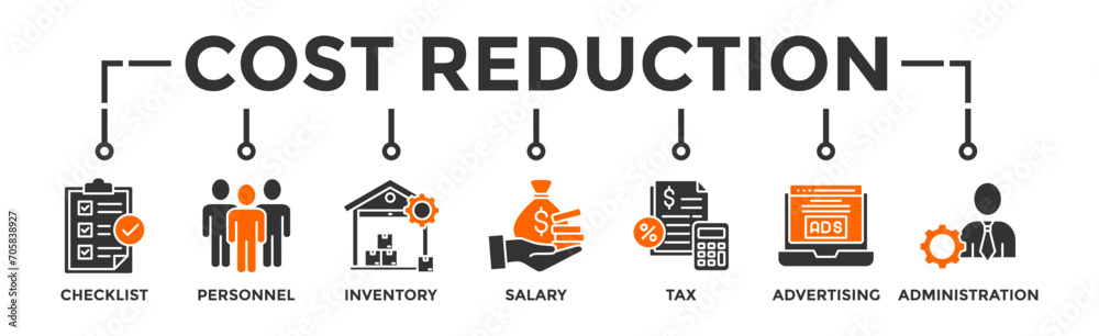 Cost reduction banner web icon vector illustration concept with icon of ...