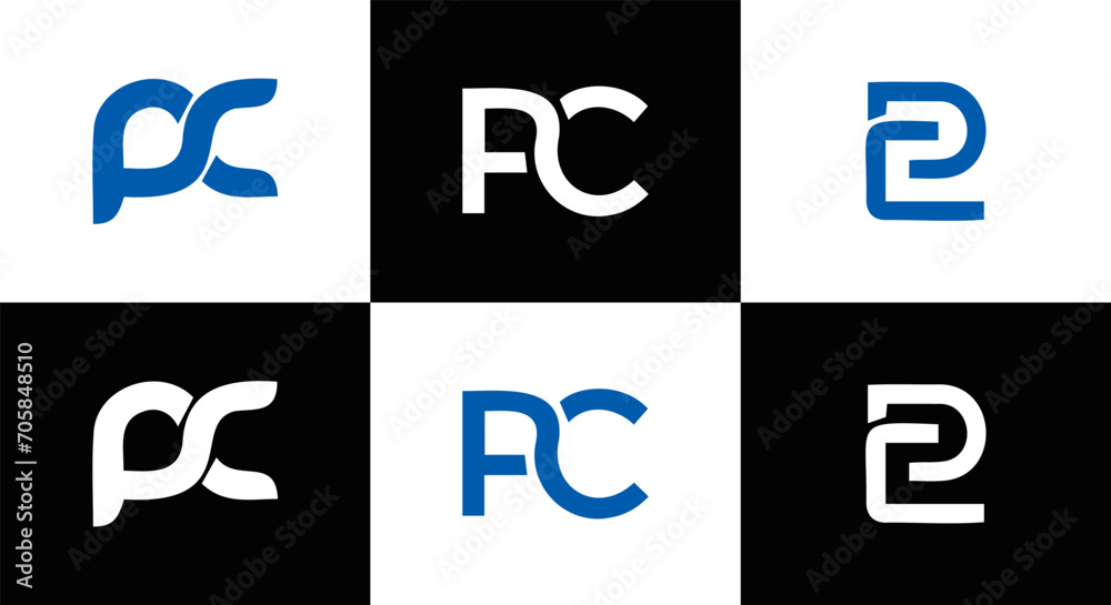 PC logo. P C design. White PC letter. PC, P C letter logo design. Initial letter PC letter logo ...