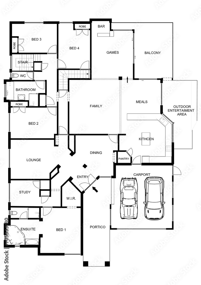 Apartment flat top view 2d render apartment floor plan 2D Floor plan of ...