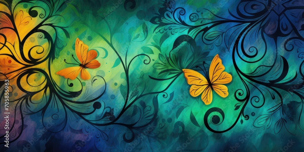 Abstract floral background with butterfly, element for design, Abstract ...