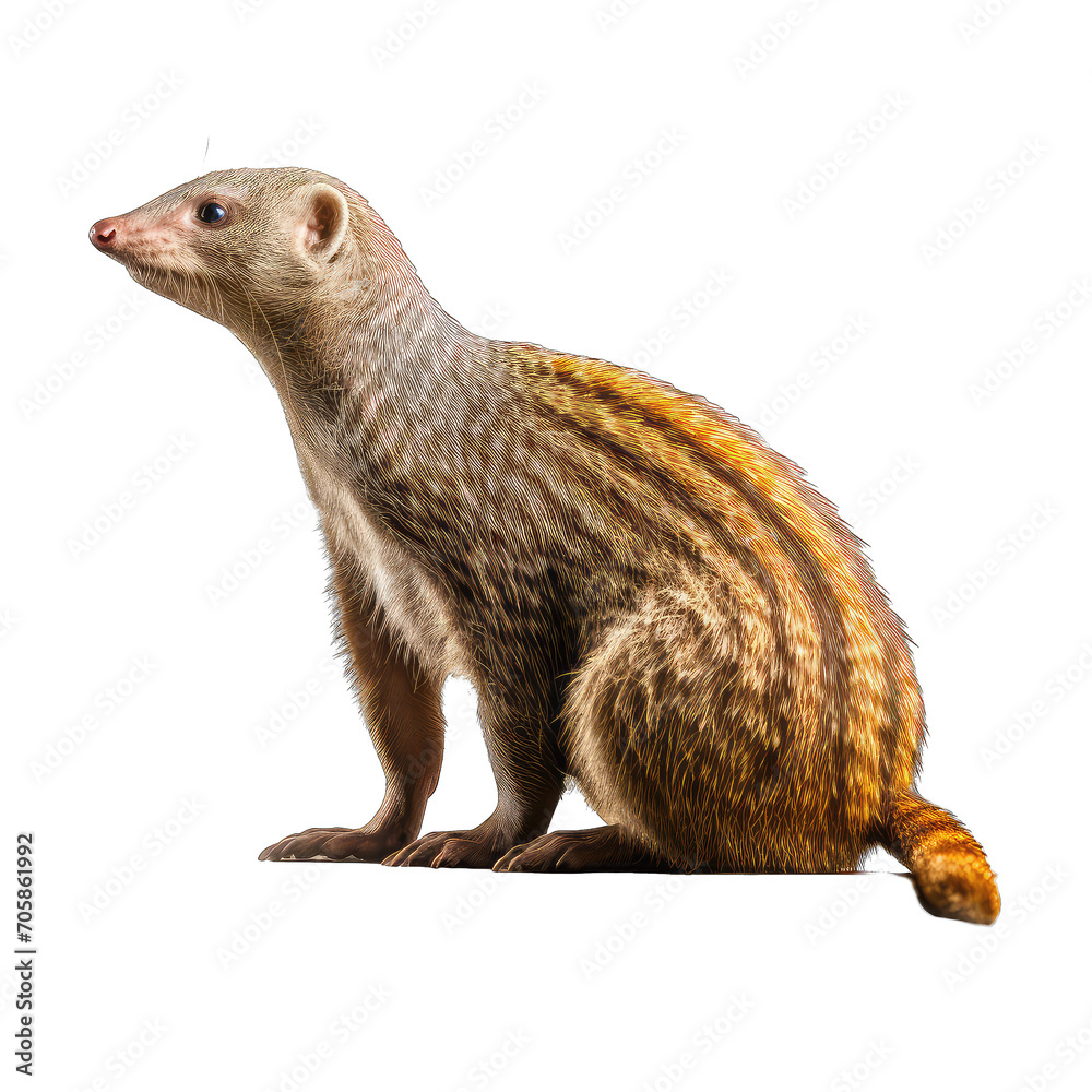 Banded Mongoose sideview. Savanna Animal. Portrait of a banded mongoose ...
