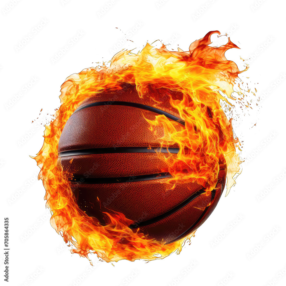basketball in fire, symbolizes the sport of speed, power and ...