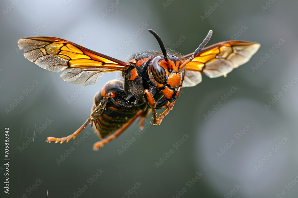 Majestic hornet in flight, a dynamic image capturing the powerful and ...