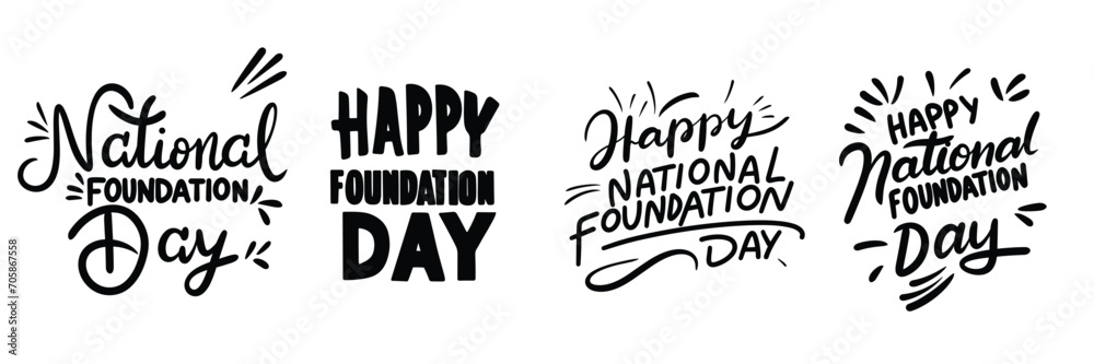 Collection of National Foundation Day inscriptions. Handwriting black ...