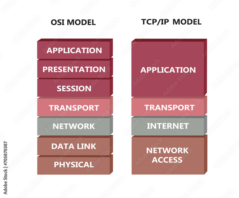 OSI and TCP model. vector Stock Vector | Adobe Stock
