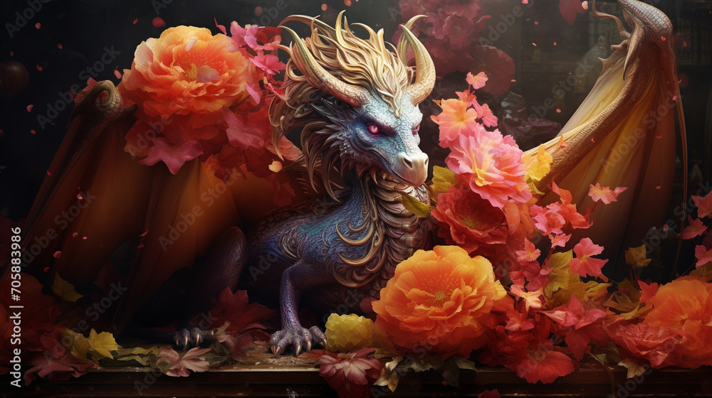 Seasonal Dragon: The dragon showcasing different seasonal elements ...