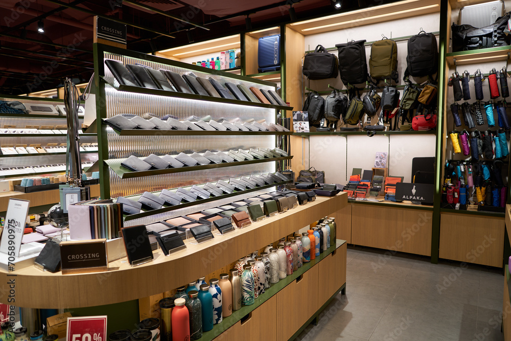 SINGAPORE - NOVEMBER 06, 2023: interior shot of Boarding Gate store ...