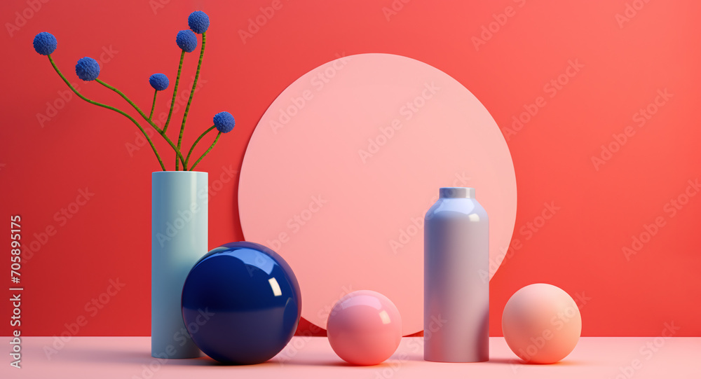 Product mockup background. Abstract vase and bottle shapes of colored ...