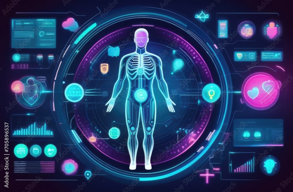 3d rendered illustration of a human spine. Digital health care and ...