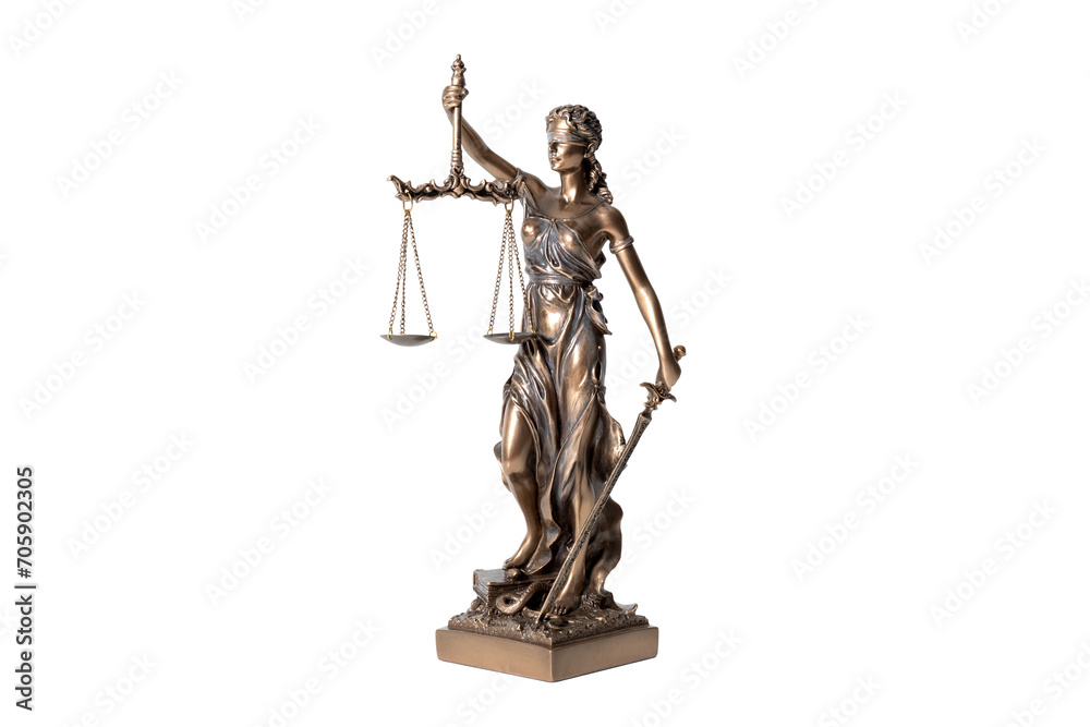 Statue of justice isolated. Lady Justice, Themis with law concept ...