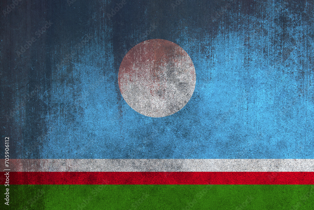 Flag of Sakha Republic, Fabric flag of Sakha Republic. Sakha Republic ...