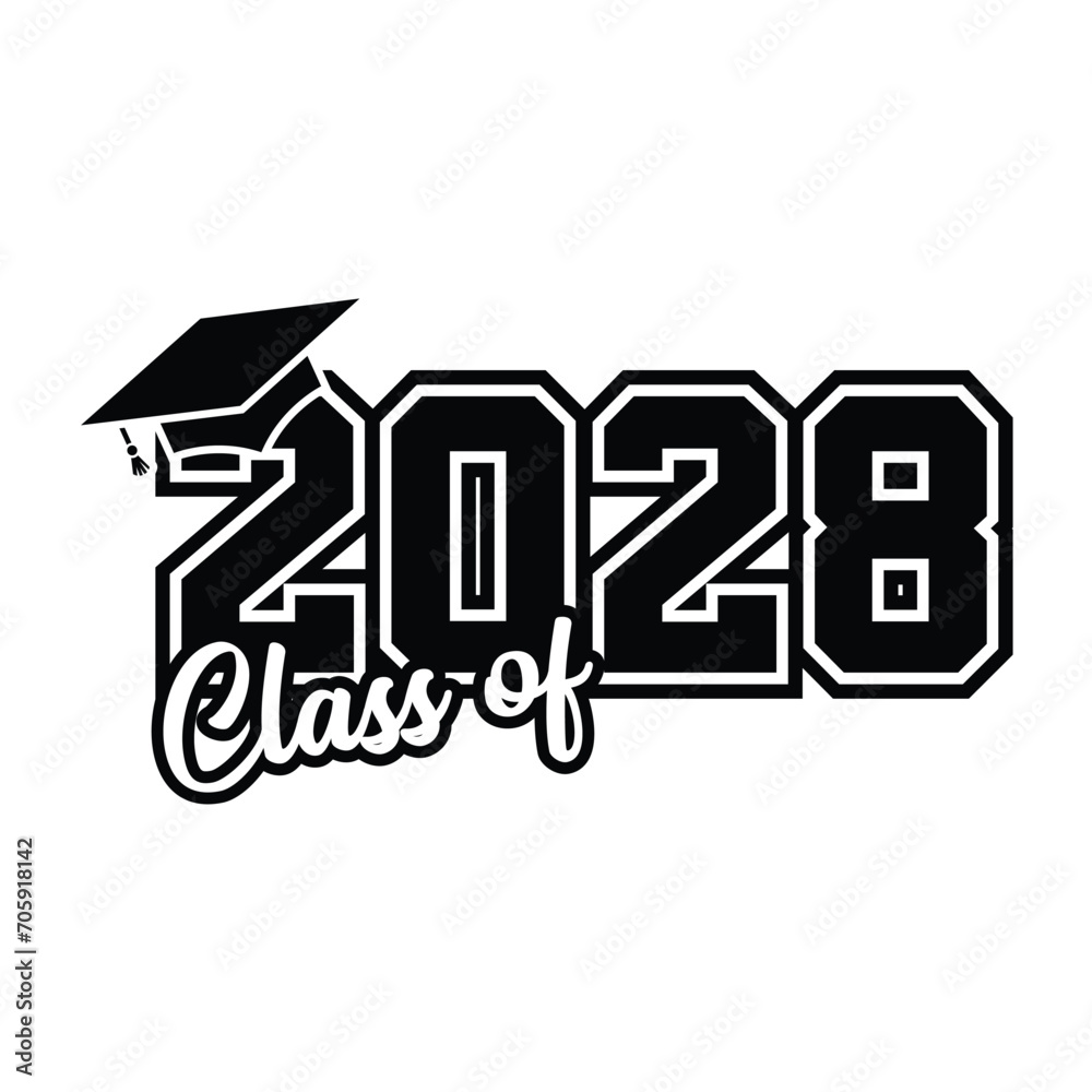 Typography Class of 2028 for greeting, invitation card. Text for ...