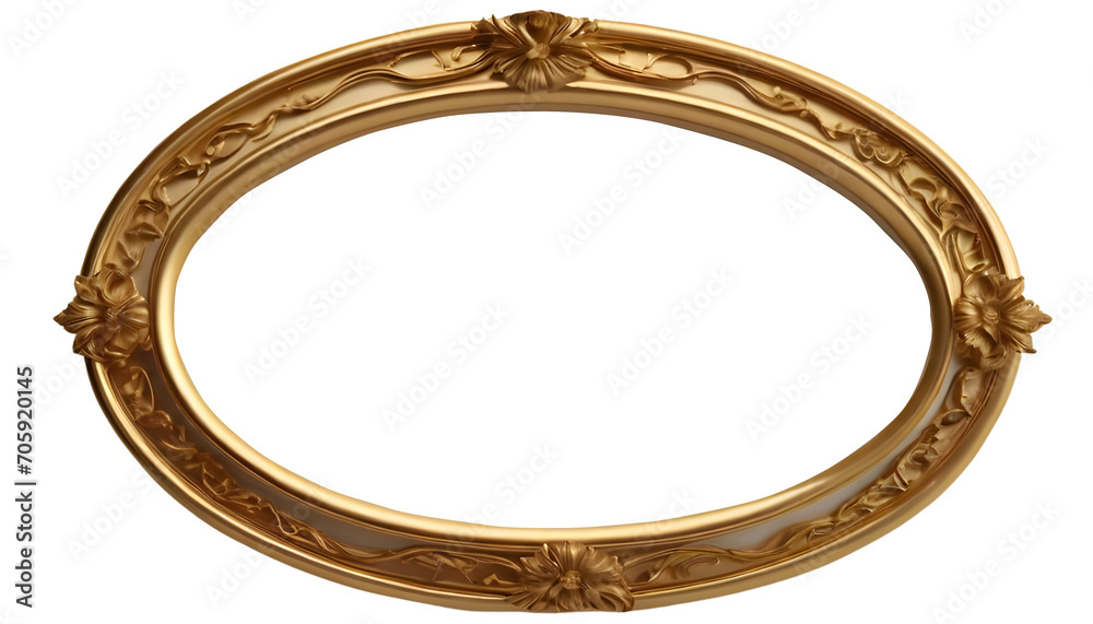 Vintage oval round photo frame isolated over transparent background ...