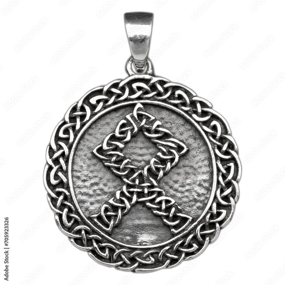 Silver pendant. Helmet of horror. Runic compass, futhark, runes, ravens ...