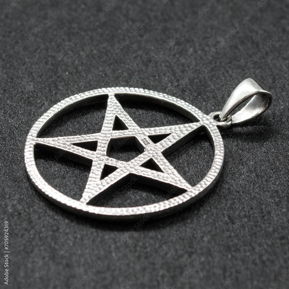 Silver Pentogram pendant. 925 silver. Occult accessory, dark magic ...