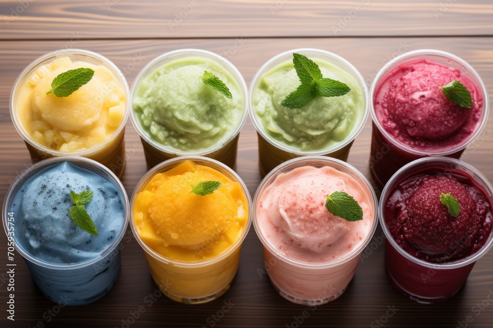 Multi-colored frozen ice drink made from juice. Sweet and very cold ...