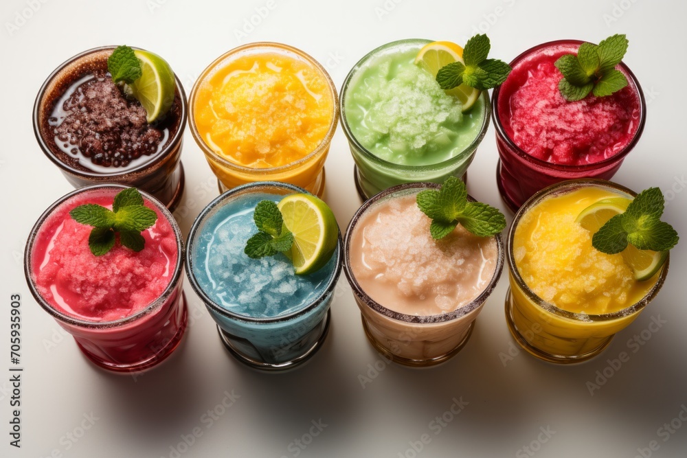 Multi-colored frozen ice drink made from juice. Sweet and very cold ...