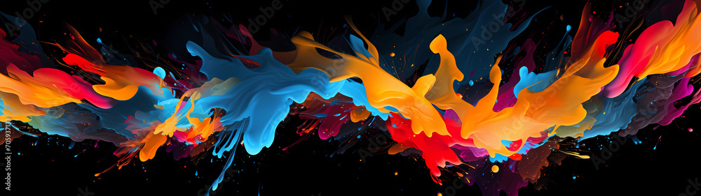 Ultra-wide background pattern featuring an abstract symbiotic interplay ...