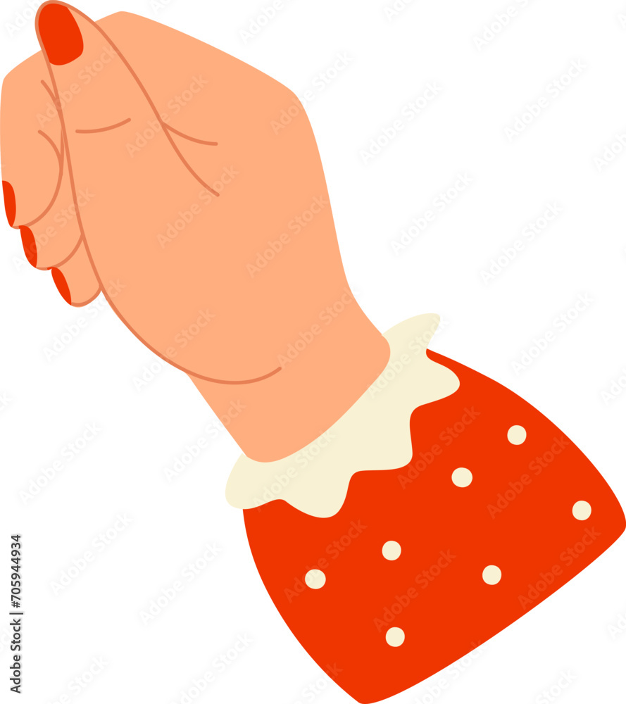 Woman s fist raised up in a red polka dot sleeve. Empowerment and ...