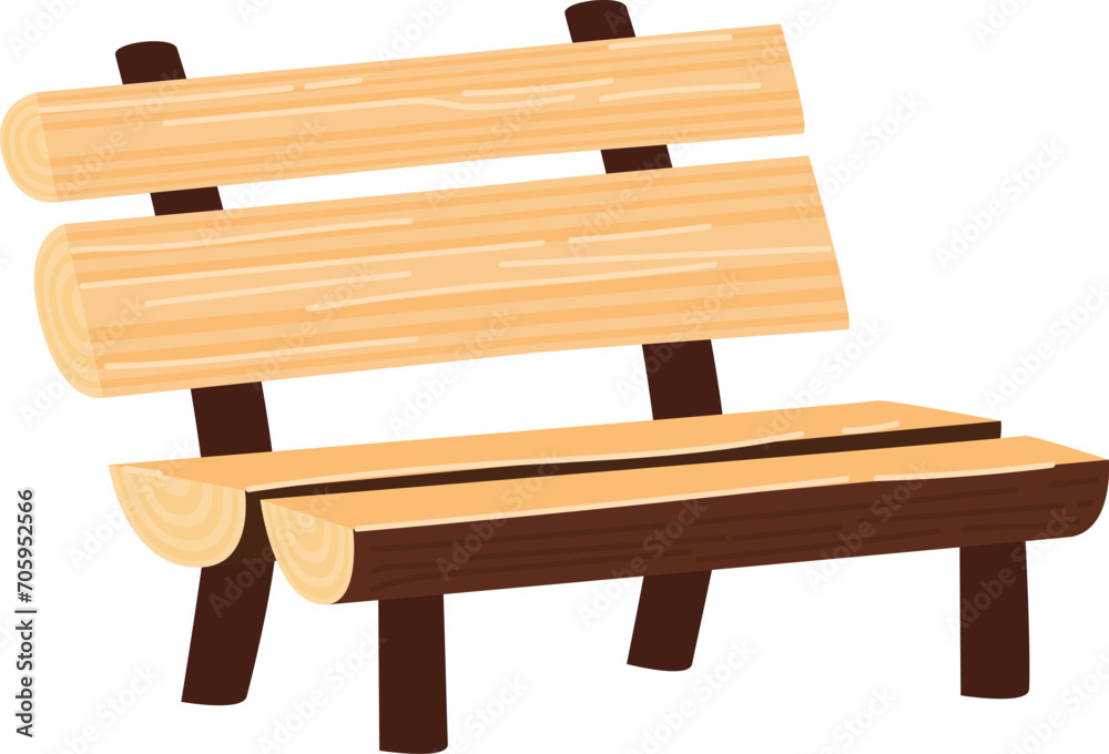 Wooden park bench isolated on white background. Simple wooden outdoor ...