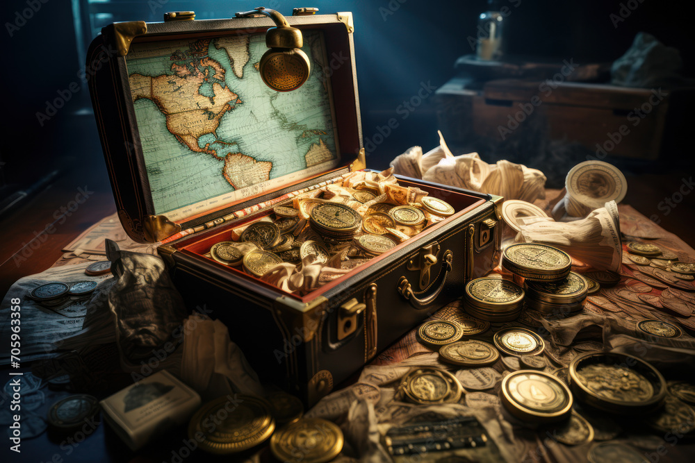 A creative depiction of a financial roadmap leading to a treasure chest ...