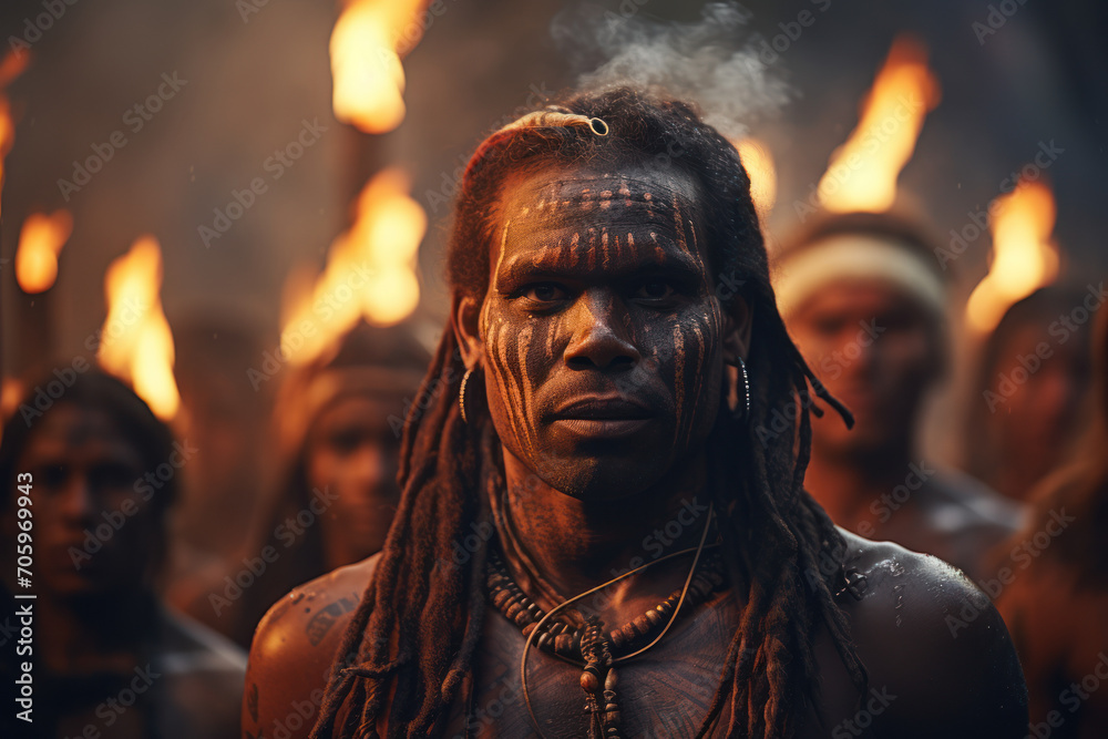 Indigenous Australians participating in cultural ceremonies ...