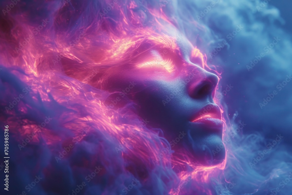 Visual metaphor of emotional healing with flowing neon elements ...