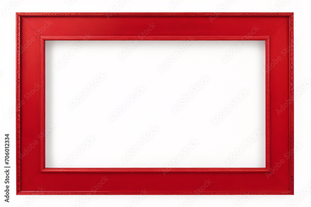 Realistic empty rectangular red frame with passepartout on white ...