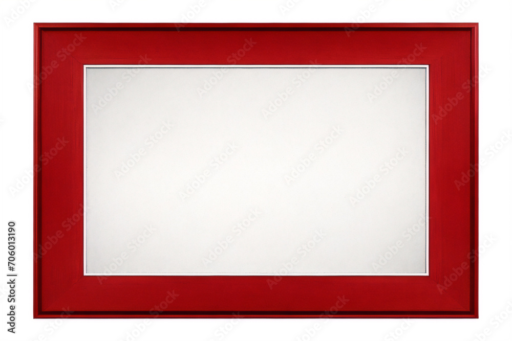Realistic empty rectangular red frame with passepartout on white ...
