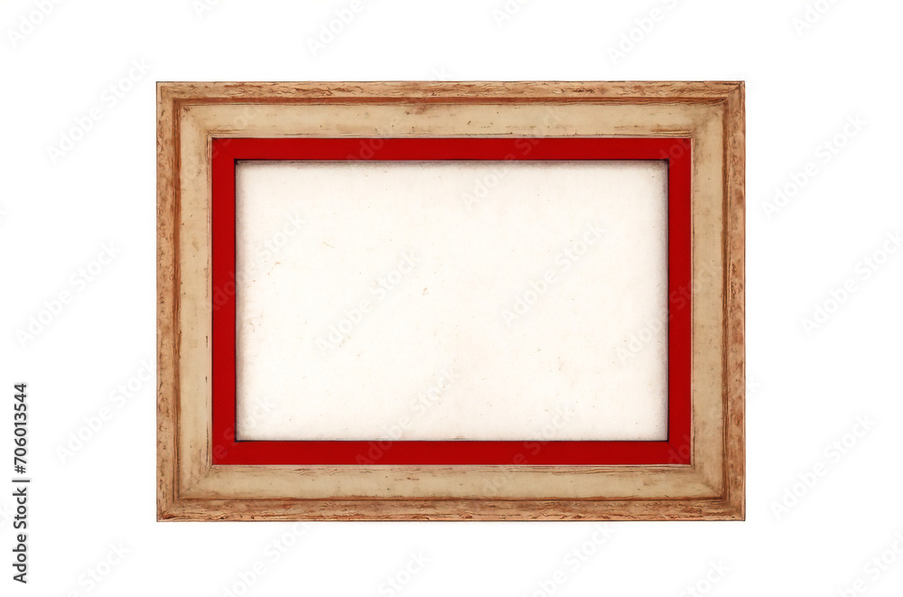 Realistic empty rectangular red frame with passepartout on white ...