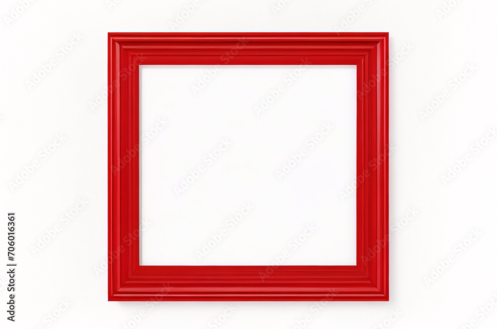 Realistic empty rectangular red frame with passepartout on white ...